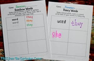 Word Work Homework for Any Words - The Curriculum Corner 123