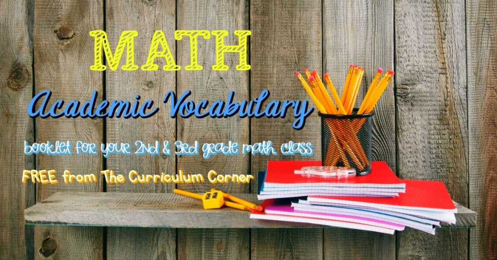 FREE Academic Vocabulary Math Booklet for 2nd and 3rd Grades The ...