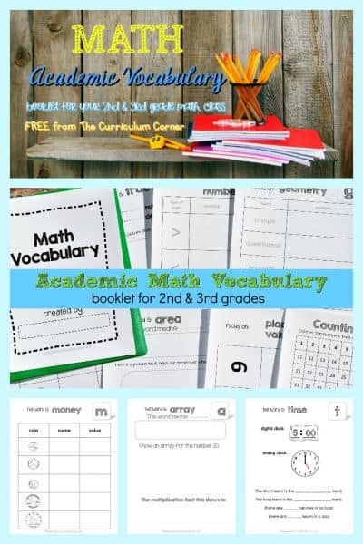 Academic Math Vocabulary Booklet - The Curriculum Corner 123