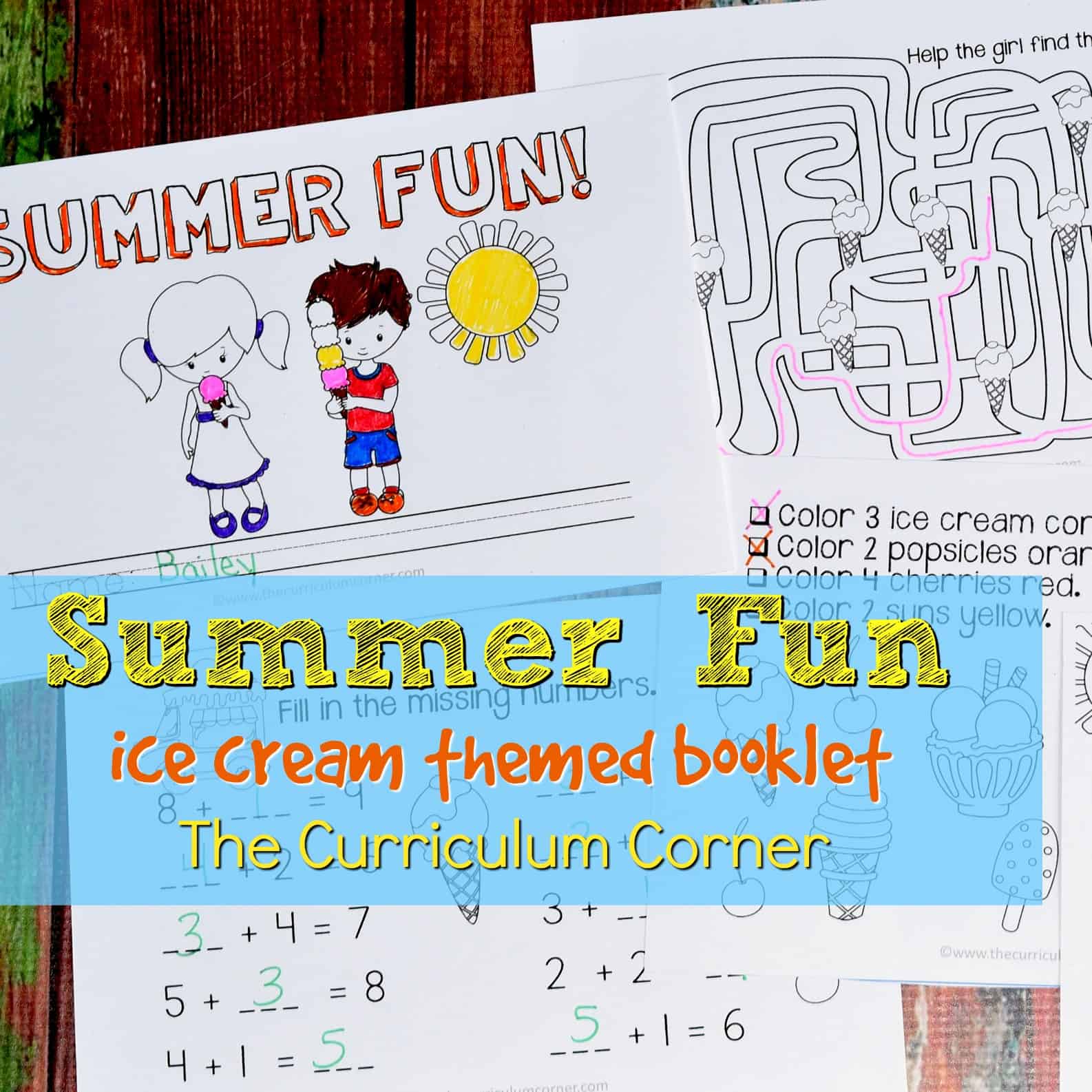 Summer Fun Ice Cream Themed Booklet FREE from The Curriculum Corner 2 ...