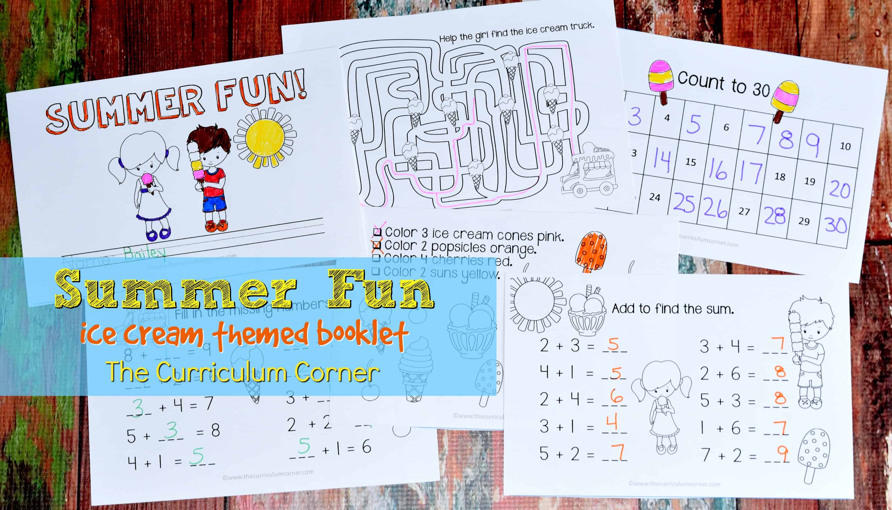 Summer Fun Ice Cream Themed Booklet FREE from The Curriculum Corner ...