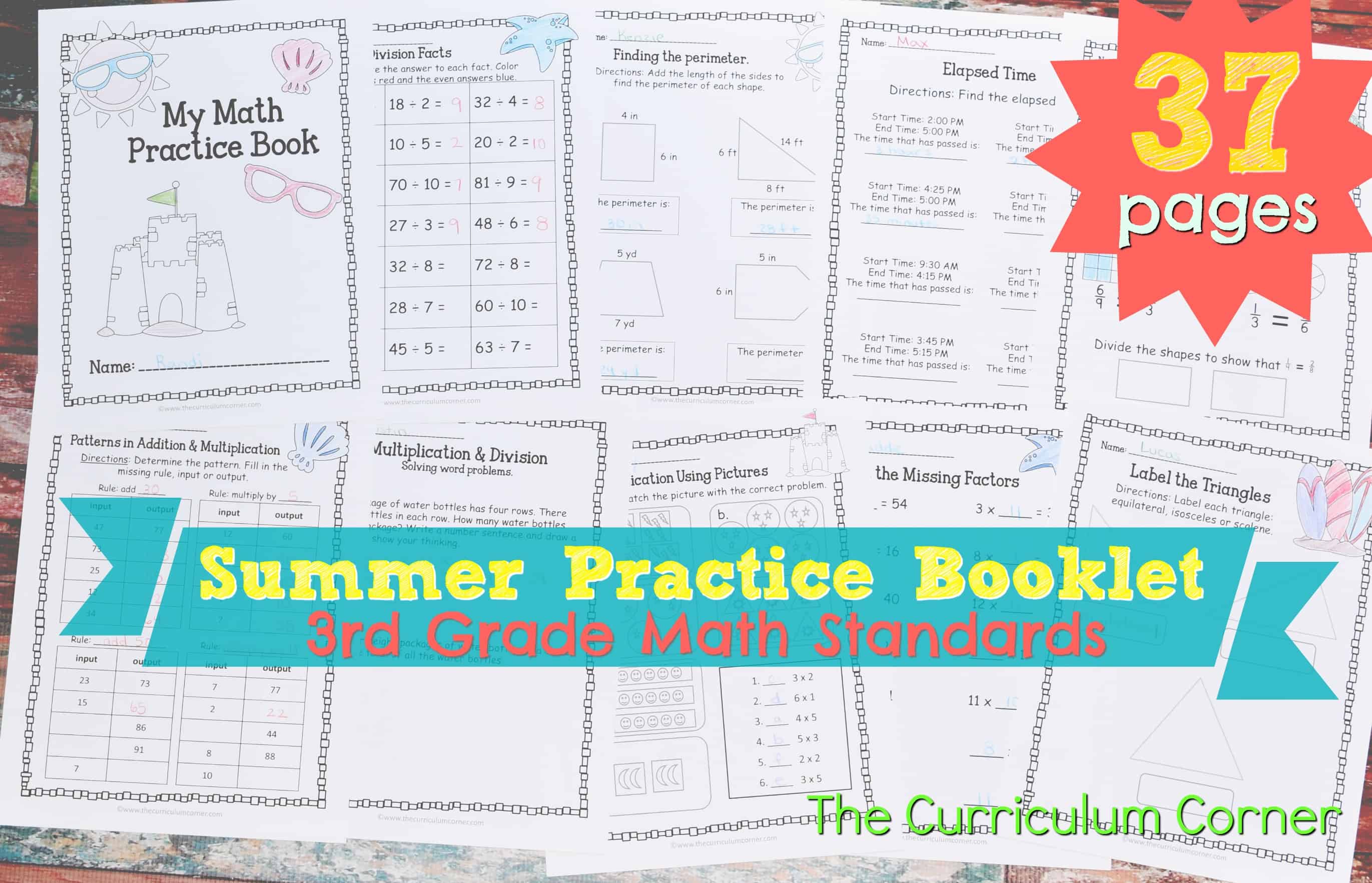3rd Grade Standards Summer Math Practice - The Curriculum Corner 123