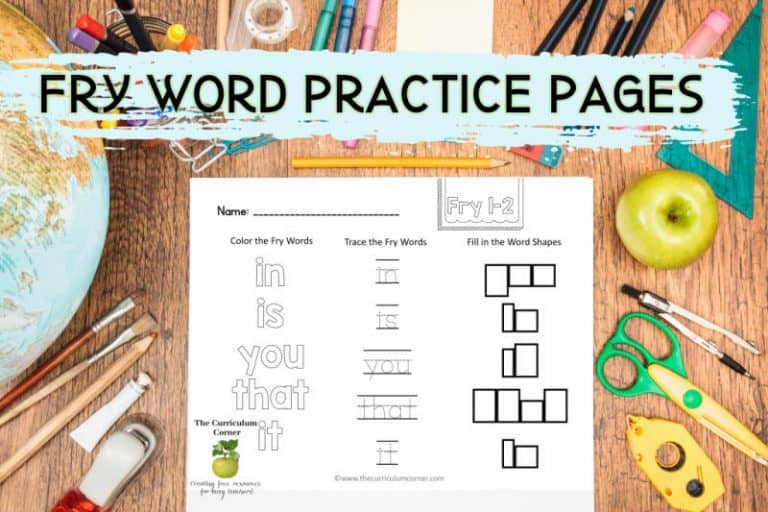 Fry Word Practice Sets - The Curriculum Corner 123