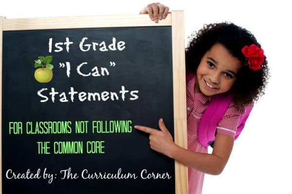 1st Grade Kid Friendly Standards - The Curriculum Corner 123