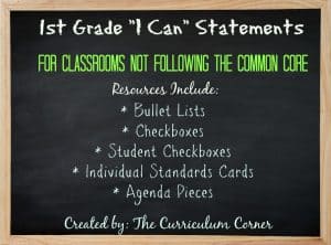 1st Grade Kid Friendly Standards - The Curriculum Corner 123