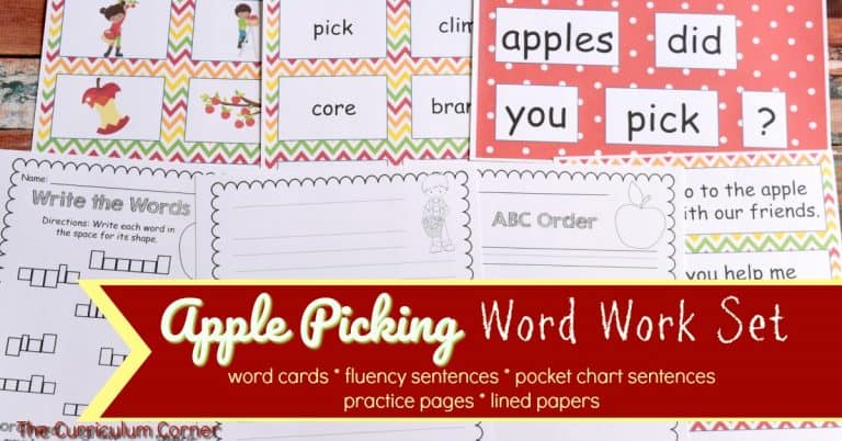 FREE Apple Picking Word Work from The Curriculum Corner - The ...