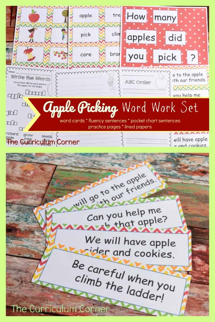 FREE Apple Picking Word Work from The Curriculum Corner - The ...