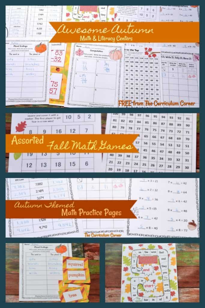 FREE fall math & fall literacy center activities from The Curriculum ...
