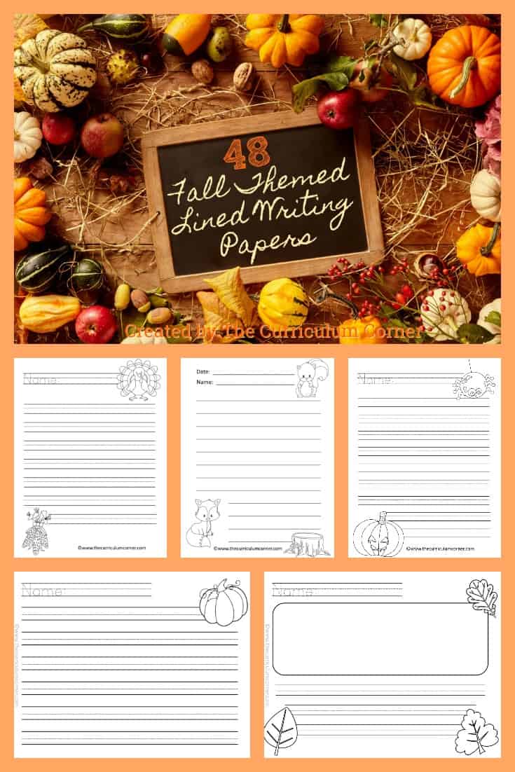 Fall Lined Writing Papers - The Curriculum Corner 123