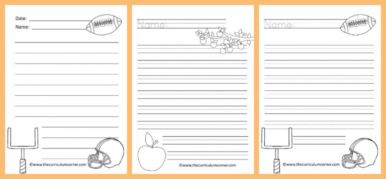 Fall Lined Writing Papers - The Curriculum Corner 123