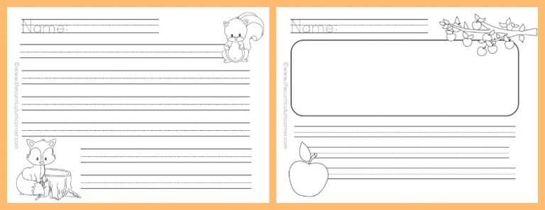 Fall Lined Writing Papers - The Curriculum Corner 123