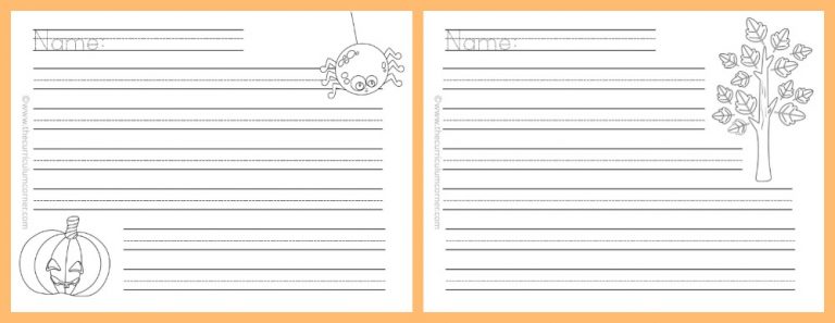 Fall Lined Writing Papers - The Curriculum Corner 123