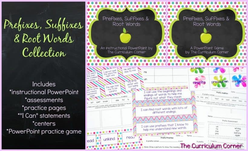 Root Words, Prefixes & Suffixes Collection - The Curriculum Corner 123