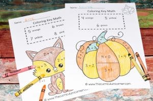 Fall Color Key Addition - The Curriculum Corner 123