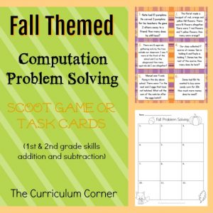 Fall Themed Problem Solving Task Cards from The Curriculum Corner ...