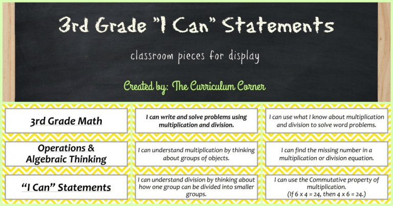 3rd Grade Kid Friendly I Can Statements - The Curriculum Corner 123