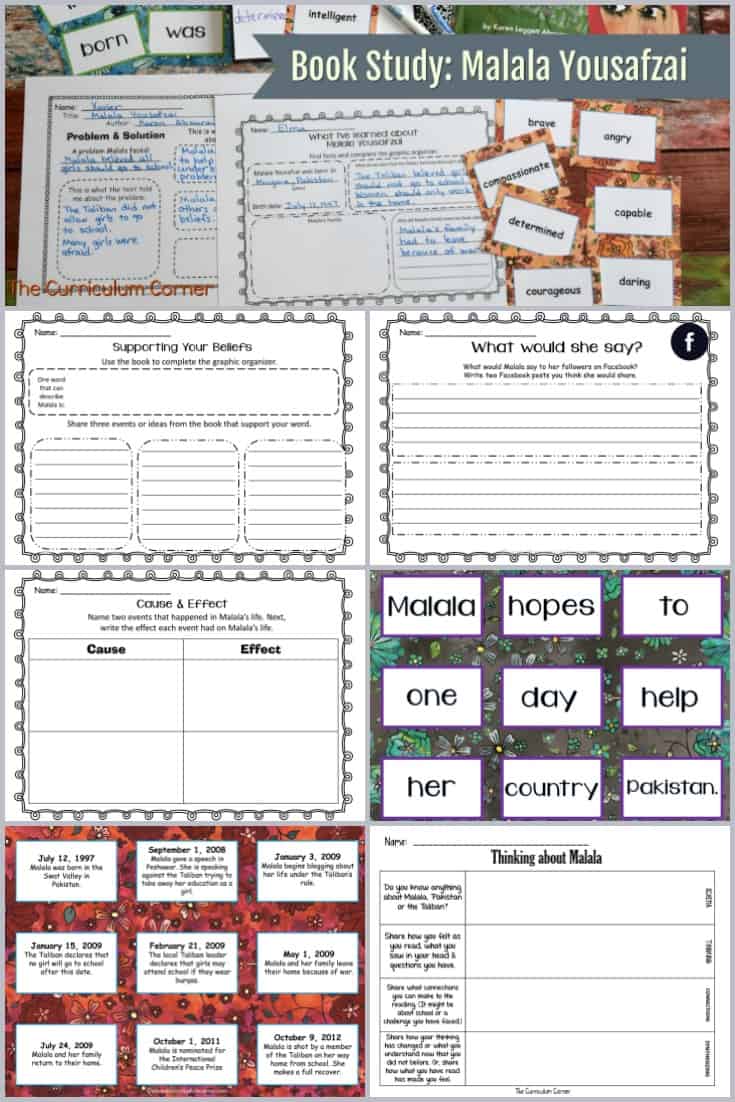 Book Study: Malala Yousafzai - The Curriculum Corner 123