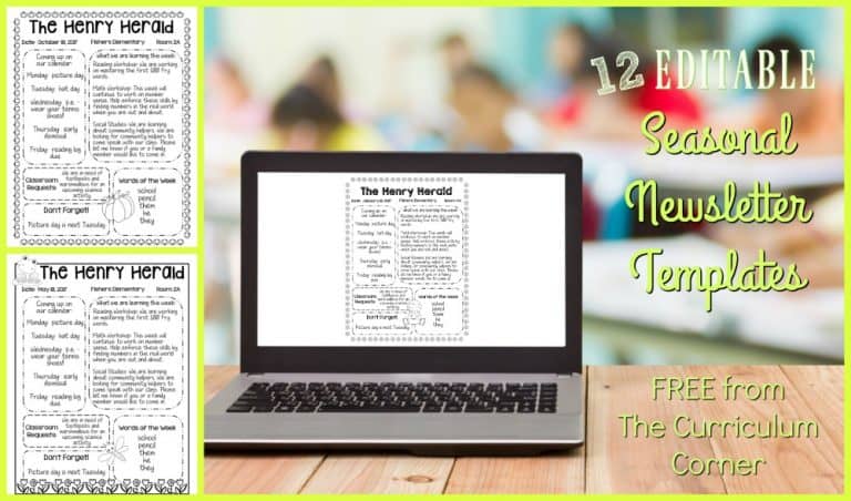 Editable, Seasonal Newsletter Templates - The Curriculum Corner 123