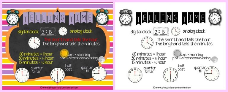 Telling Time - 2nd Grade - The Curriculum Corner 123