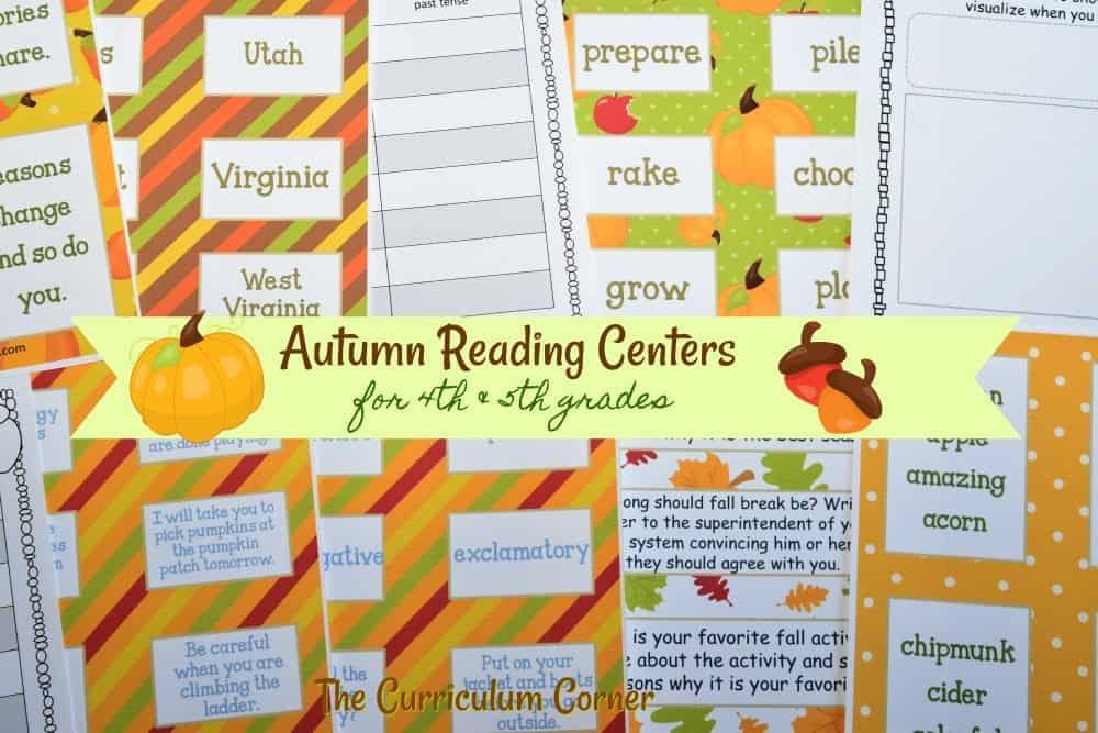 FREE Autumn Reading Centers for Intermediate Classrooms from The ...