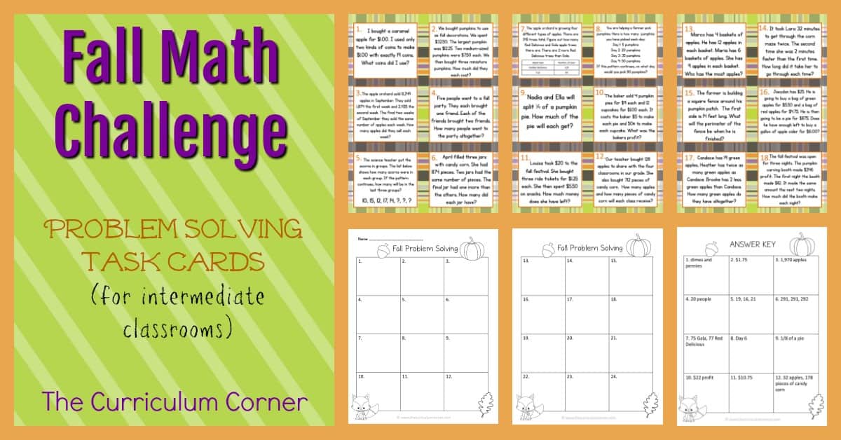 FREE Fall Problem Solving Challenge Problems from The Curriculum Corner ...
