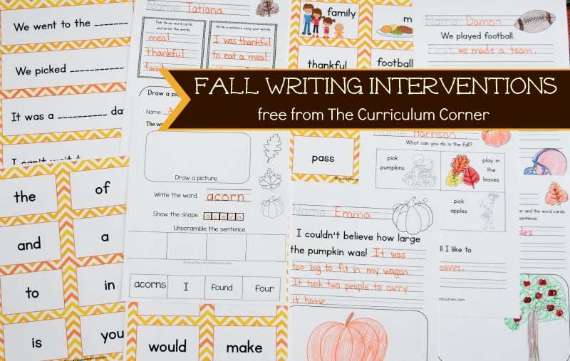Fall Writing Interventions - The Curriculum Corner 123