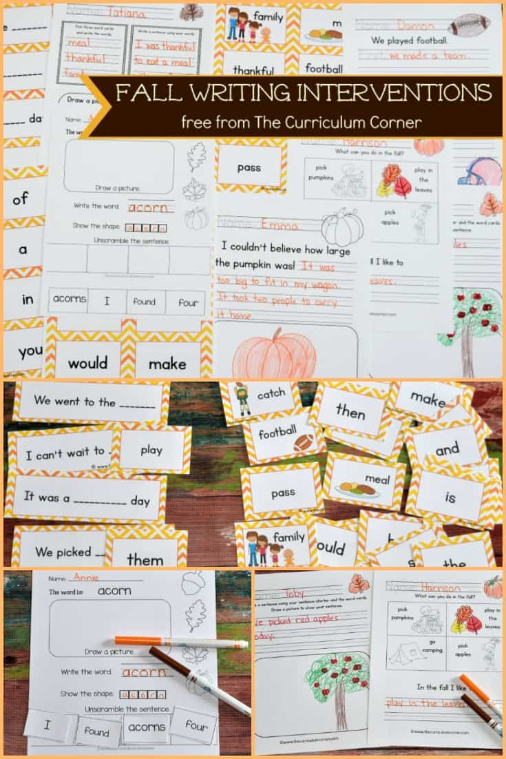 Fall Writing Interventions - The Curriculum Corner 123