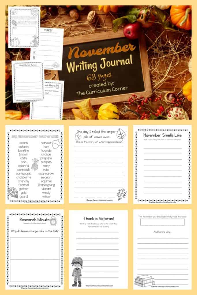 November Writing Journal - The Curriculum Corner 123