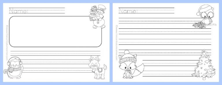 Winter Lined Writing Papers - The Curriculum Corner 123