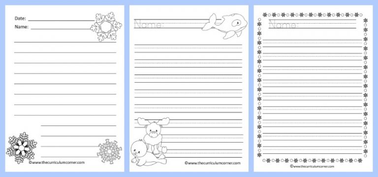 Winter Lined Writing Papers - The Curriculum Corner 123