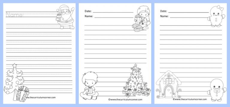 Winter Lined Writing Papers - The Curriculum Corner 123