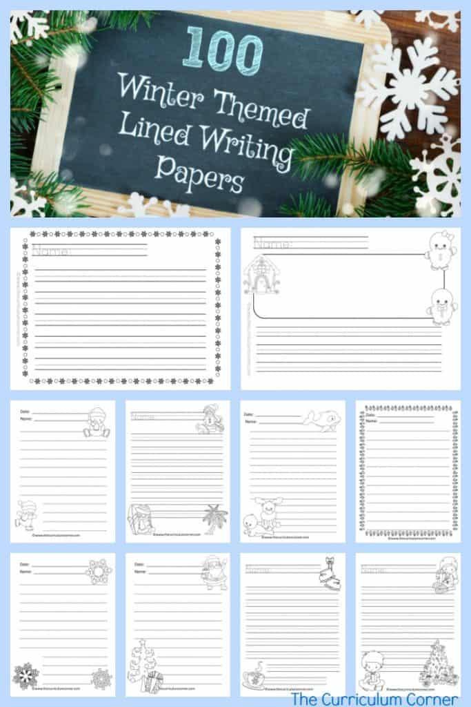 Winter Lined Writing Papers - The Curriculum Corner 123