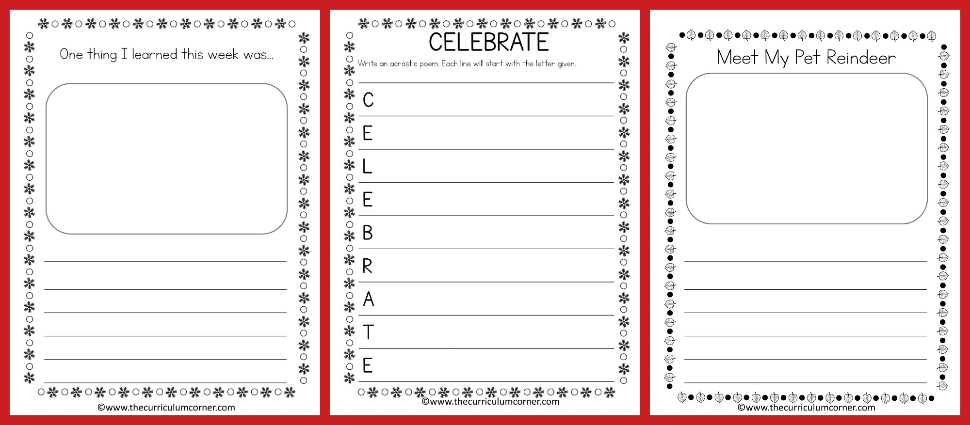 December Writing Journal - The Curriculum Corner 123