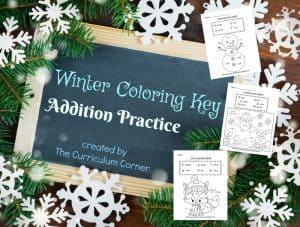 Winter Color by Number Addition - The Curriculum Corner 123