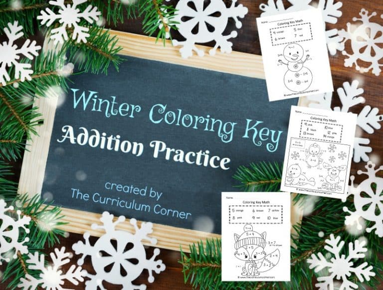 Winter Color by Number Addition - The Curriculum Corner 123