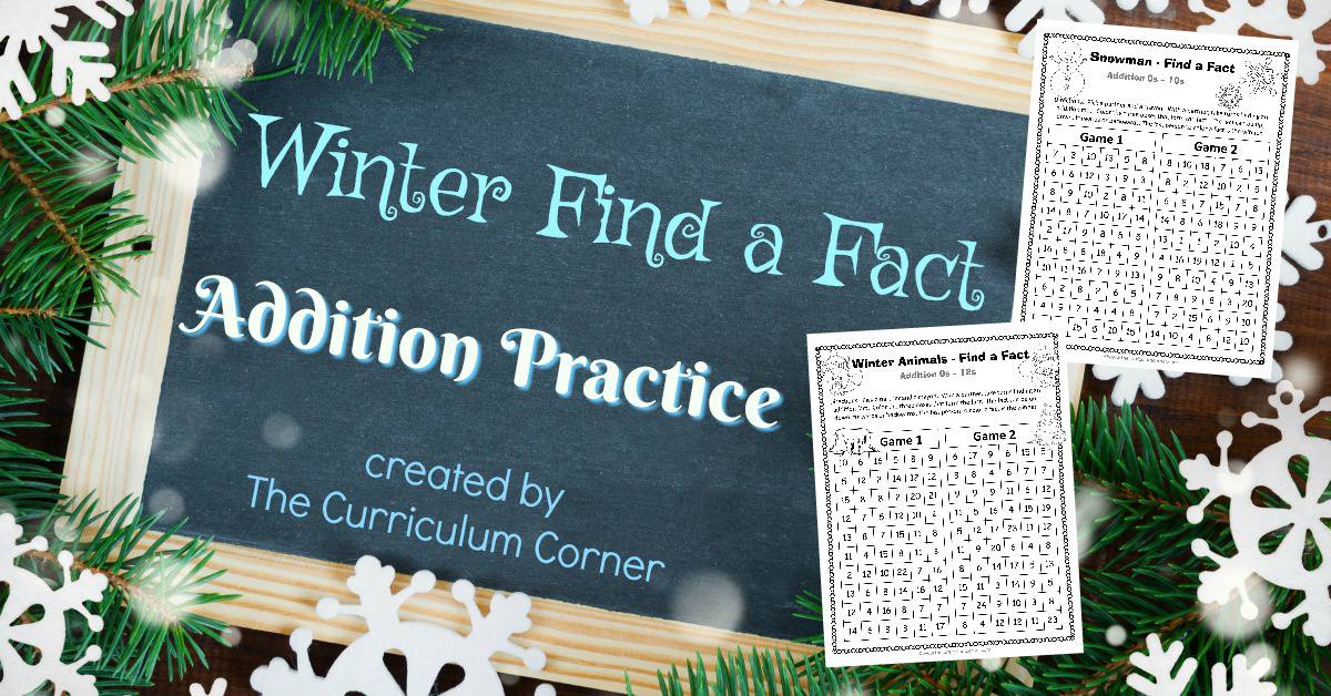 Winter Find a Fact Addition - The Curriculum Corner 123