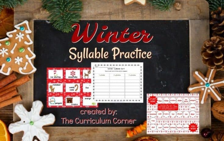 Winter Syllable Practice - The Curriculum Corner 123