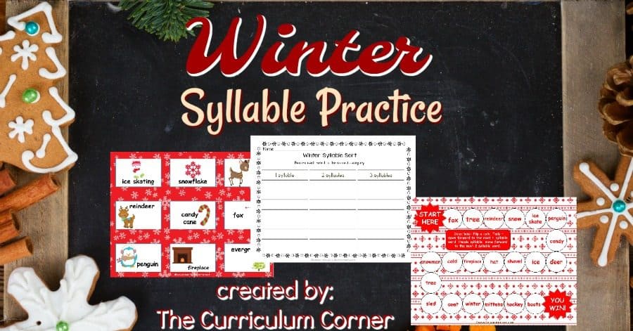 Winter Syllable Practice - The Curriculum Corner 123