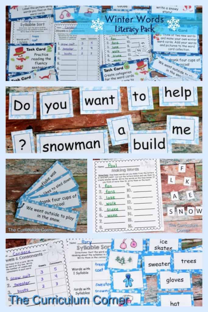 Winter Word Work FREEBIES from The Curriculum Corner - The Curriculum ...