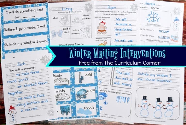 Winter Writing Interventions - The Curriculum Corner 123