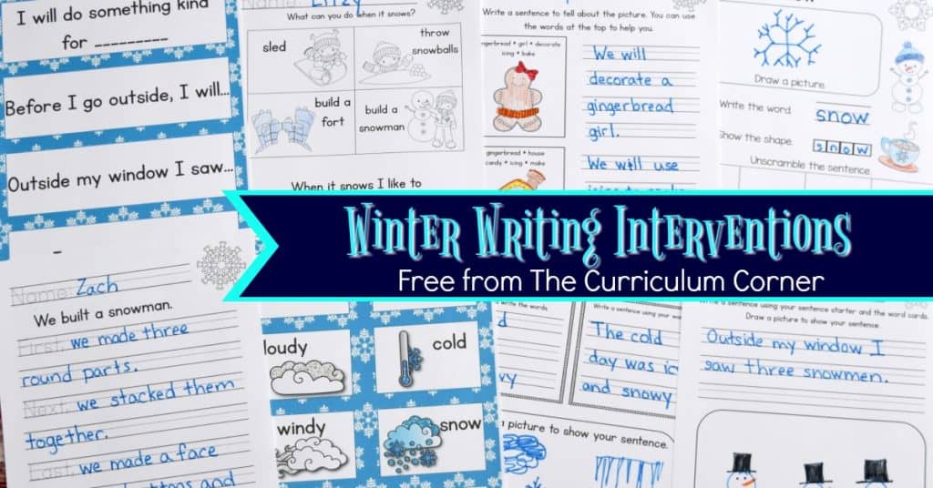 FREE Winter Writing Interventions from The Curriculum Corner - The ...