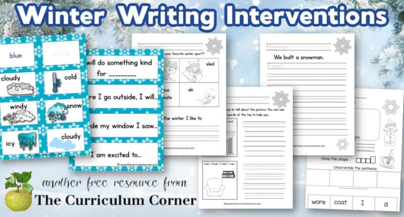 winter writing interventions fb - The Curriculum Corner 123