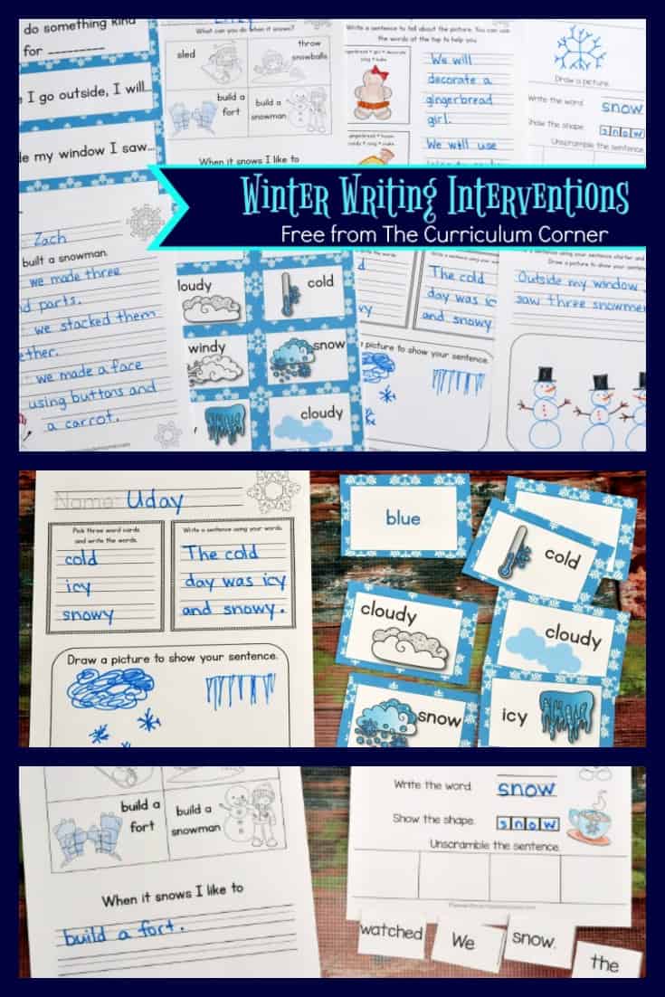 Winter Writing Interventions - The Curriculum Corner 123