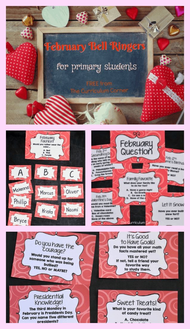 February Bell Ringer Questions - The Curriculum Corner 123