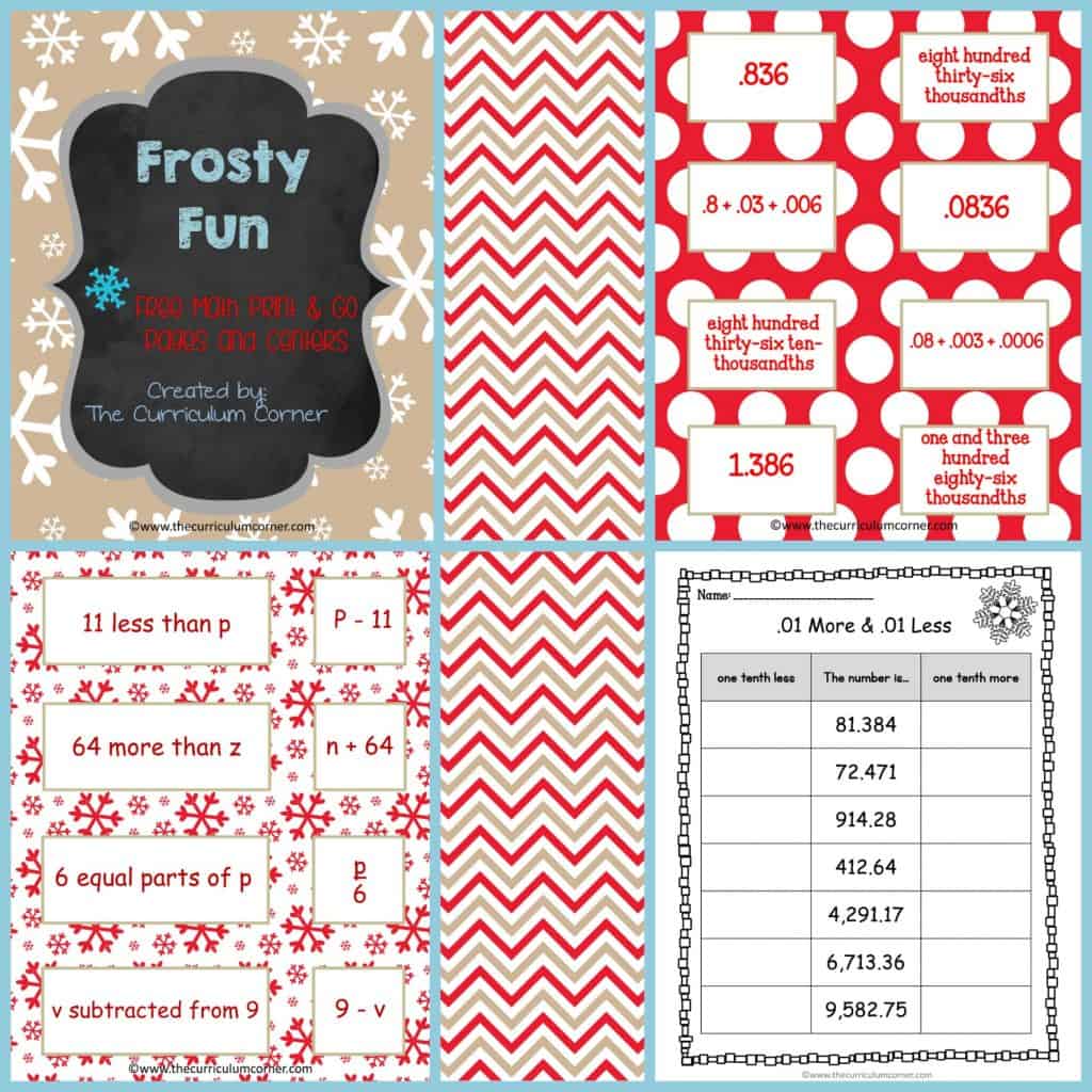 Frosty Fun Math Centers for 4th and 5th grades - The Curriculum Corner 123