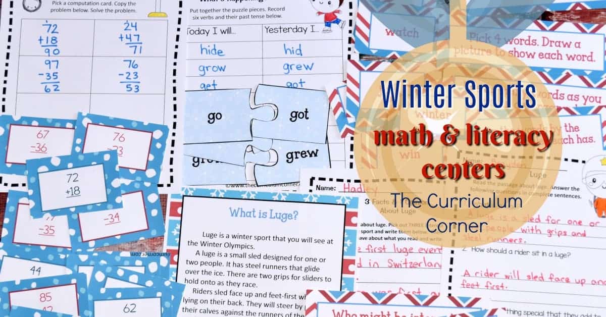 Winter Sports Math & Literacy Centers - The Curriculum Corner 123