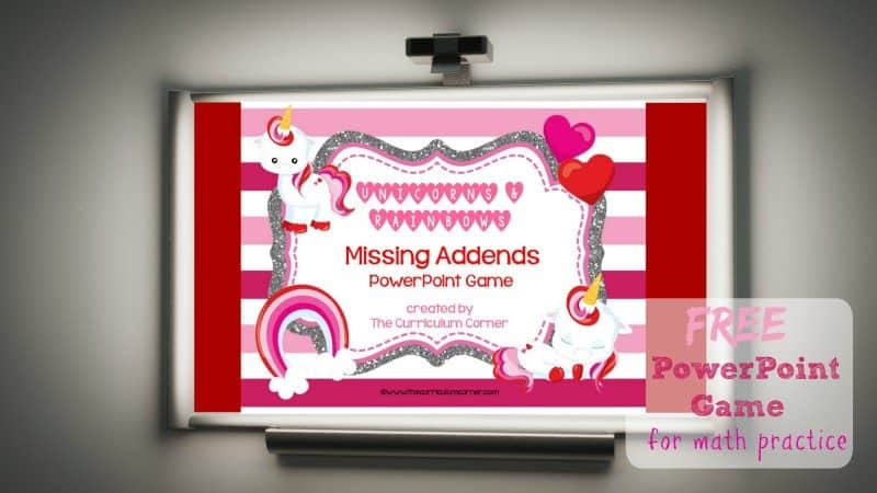 Use this unicorn missing addends game for PowerPoint to give your ...