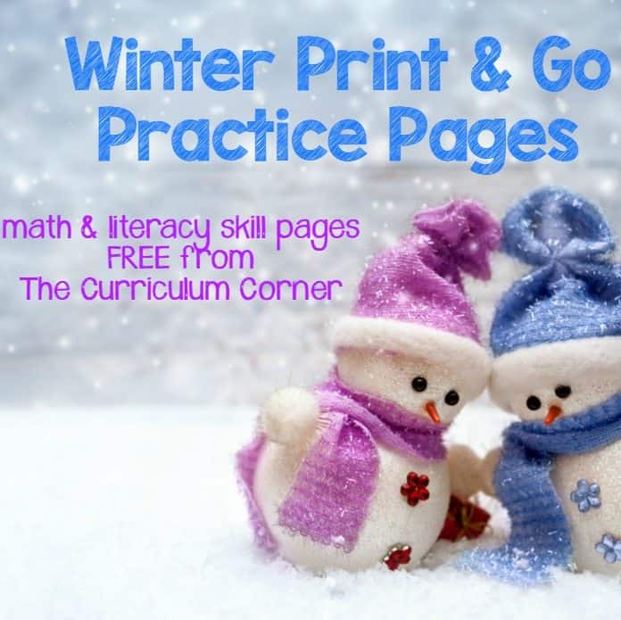 FREE Winter Print and Go Pages - The Curriculum Corner 123
