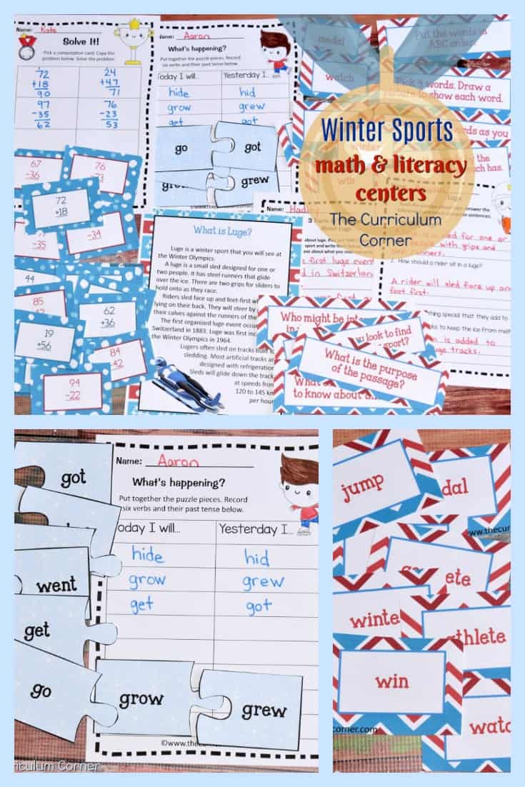 Winter Sports Math & Literacy Centers - The Curriculum Corner 123