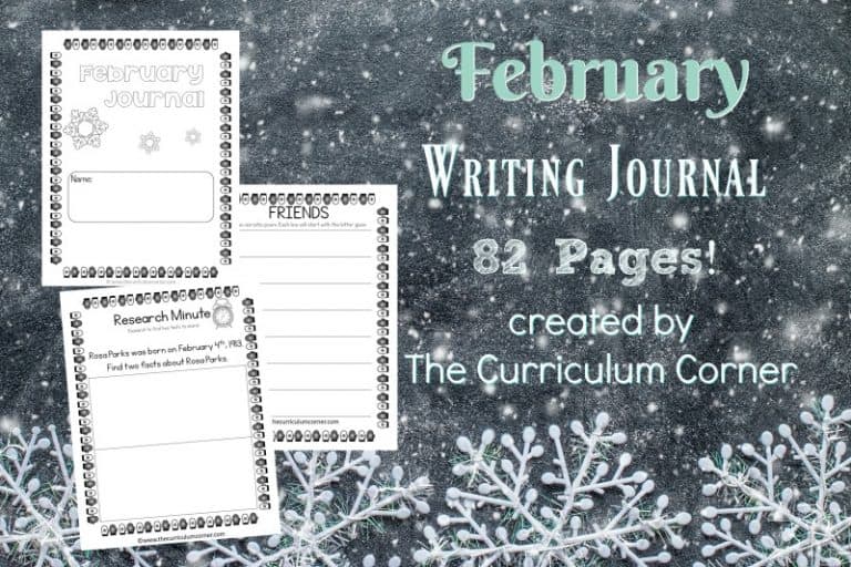 February Writing Journal - The Curriculum Corner 123